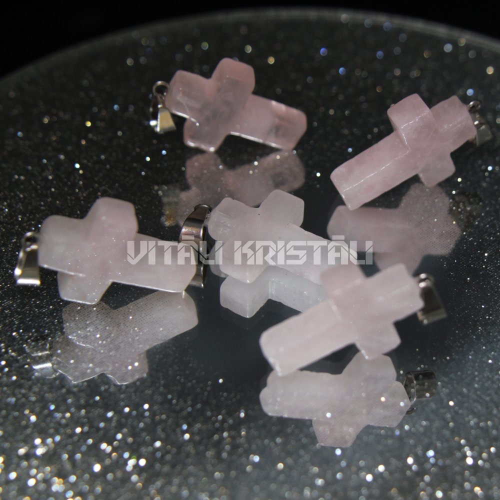 Rozā kvarcs kulons krusts 35 x 18 x 5 mm - Kuloni - Veikals - Vitali ...